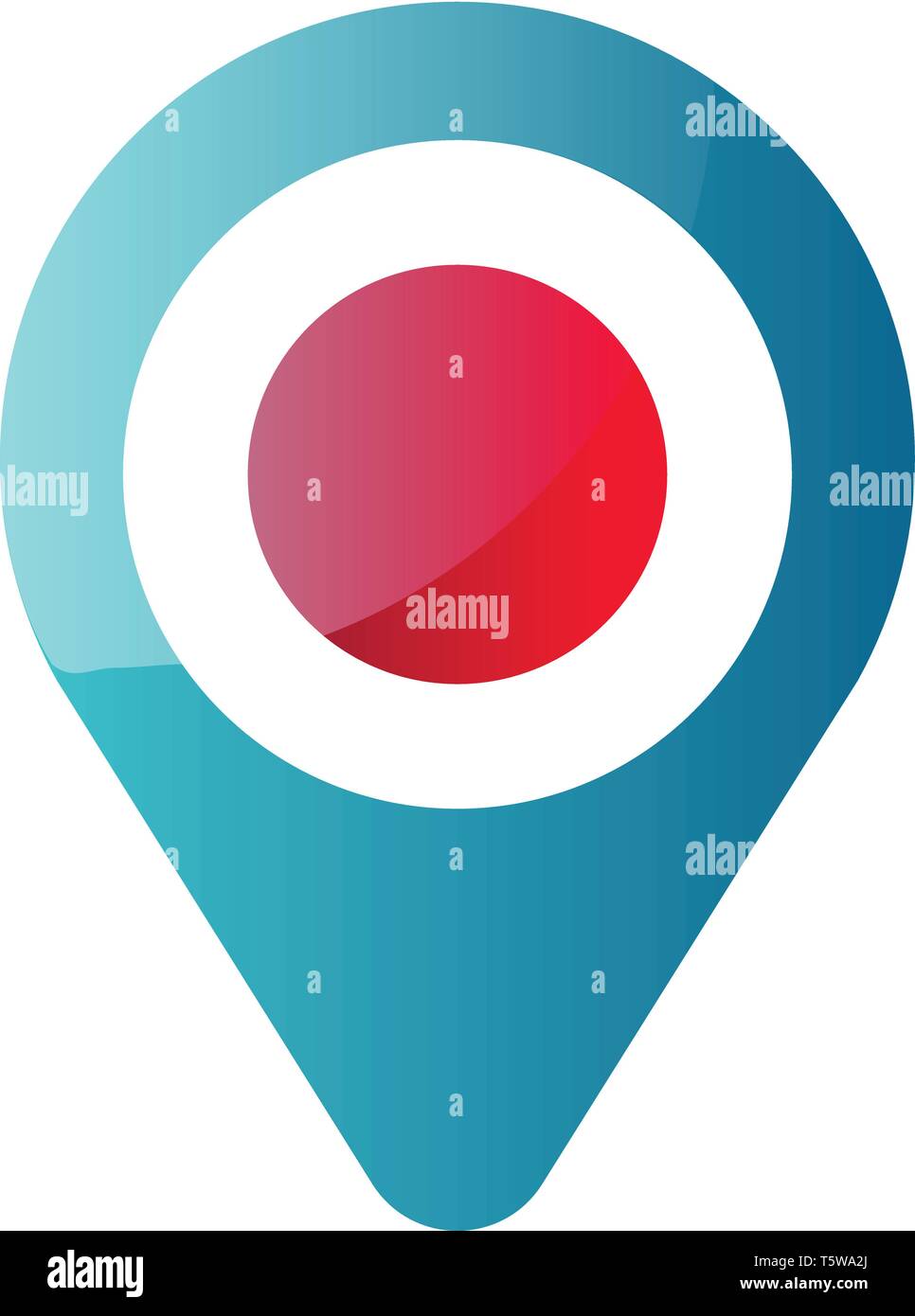 Vector illustration of a blue and red location icon on a white ...