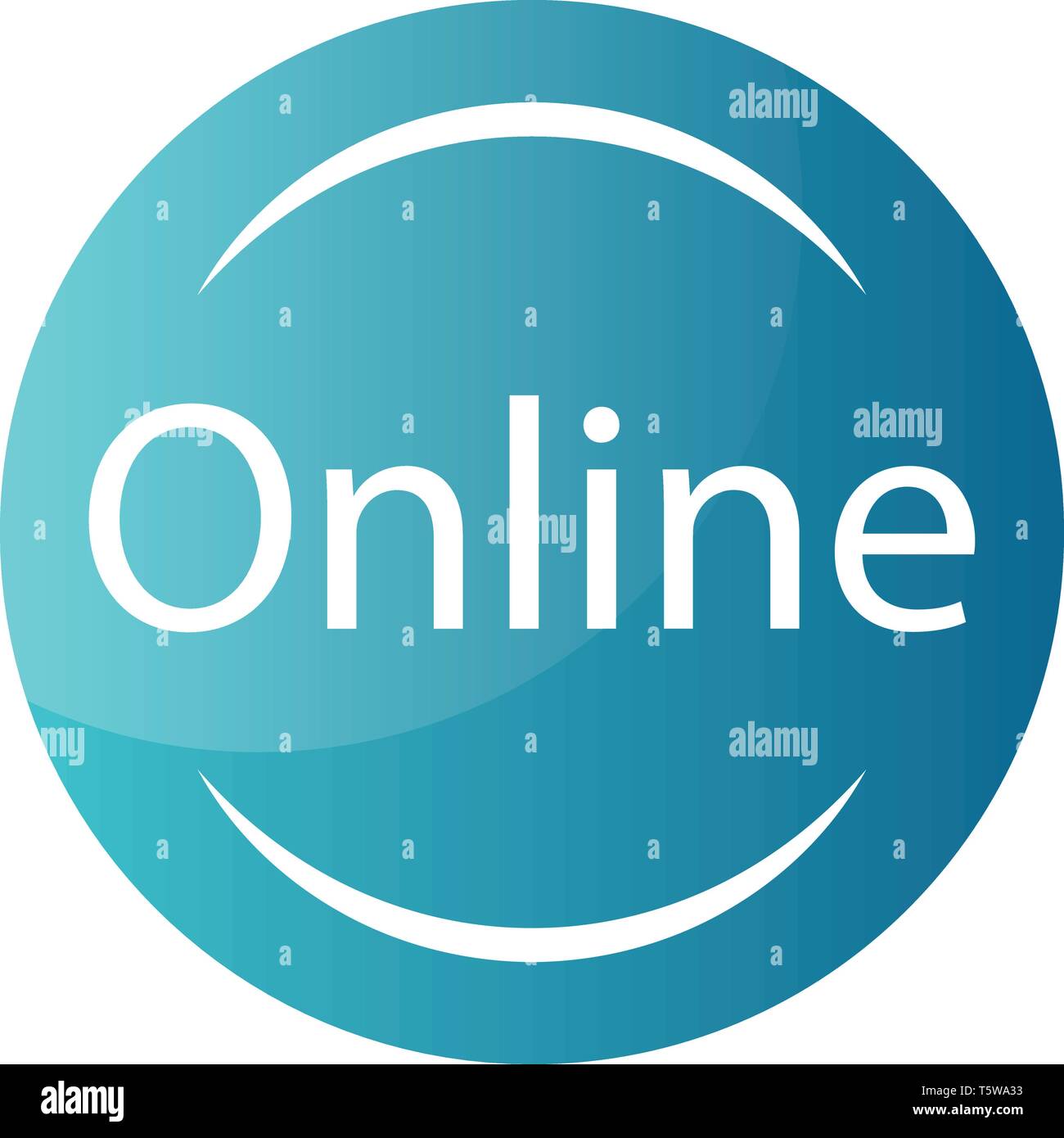 Simple blue Online button vector illustration on a white background ...