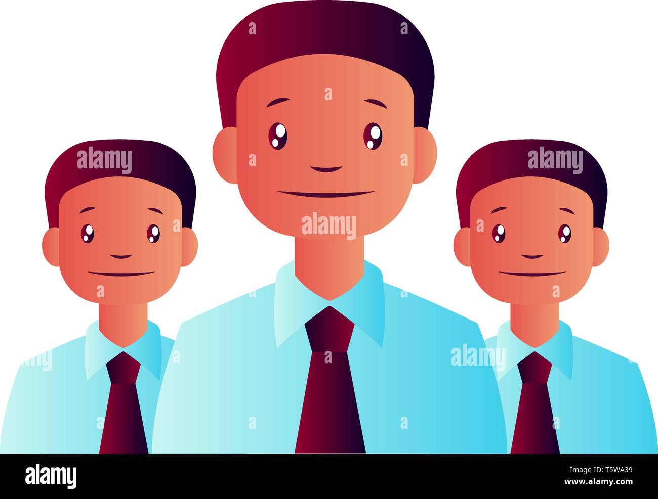 Vector illustration of three man with ties on white background Stock ...