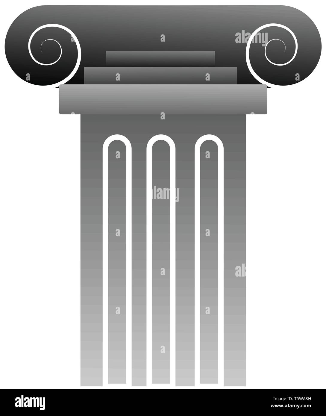 Vector illustration of a grey greek pillar on white background Stock ...