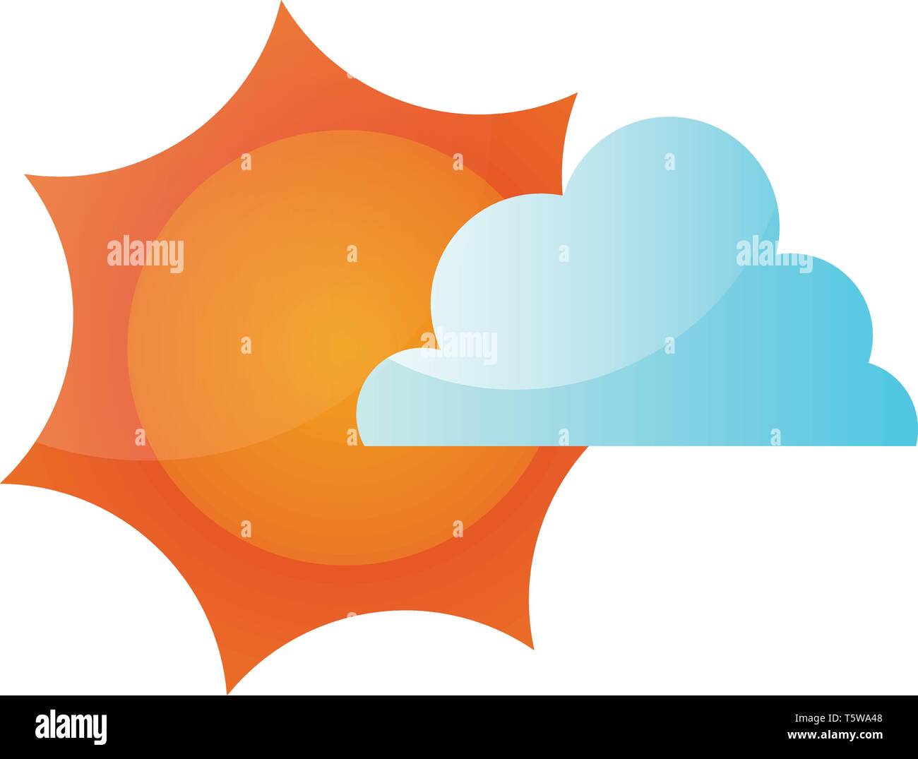 Vector illustration of a sun covered with a cloud on white background ...