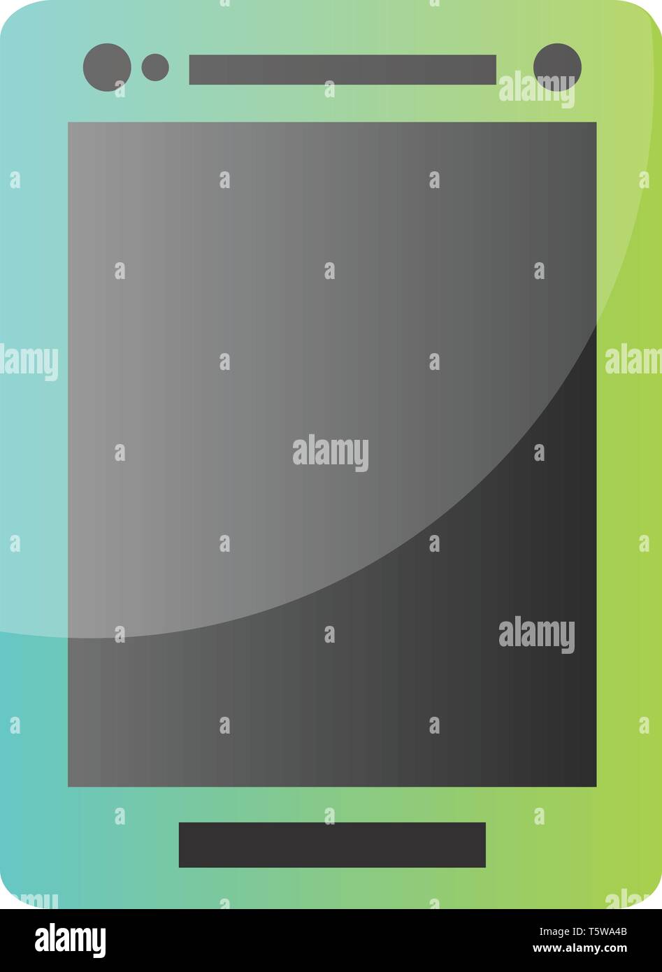 Blue and green tablet vector icon illustration on a white background ...