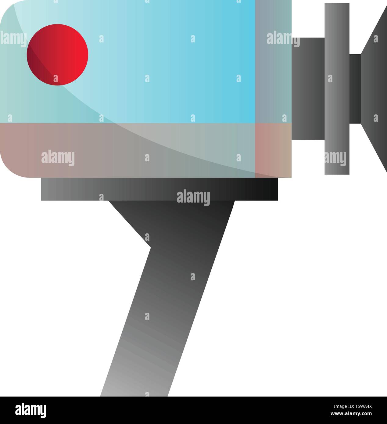 Blue and grey old VHS video recorder vector illustration on a white ...