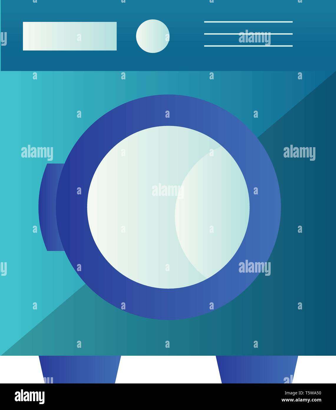 Minimalistic blue washing machine vector illustration on a white ...