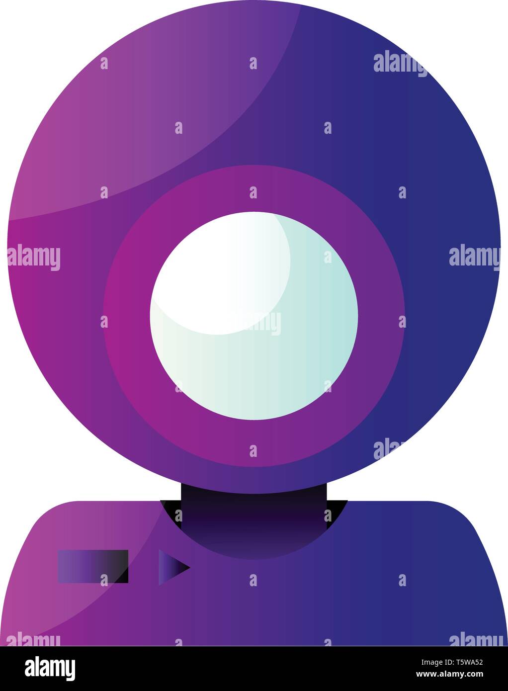 Vector icon illustration of a purple round webcam on white background ...