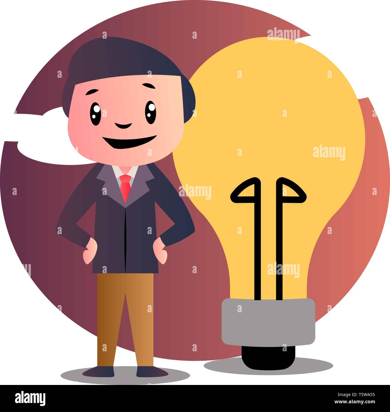 Cartoon guy having good idea vector ilustartion on white background ...