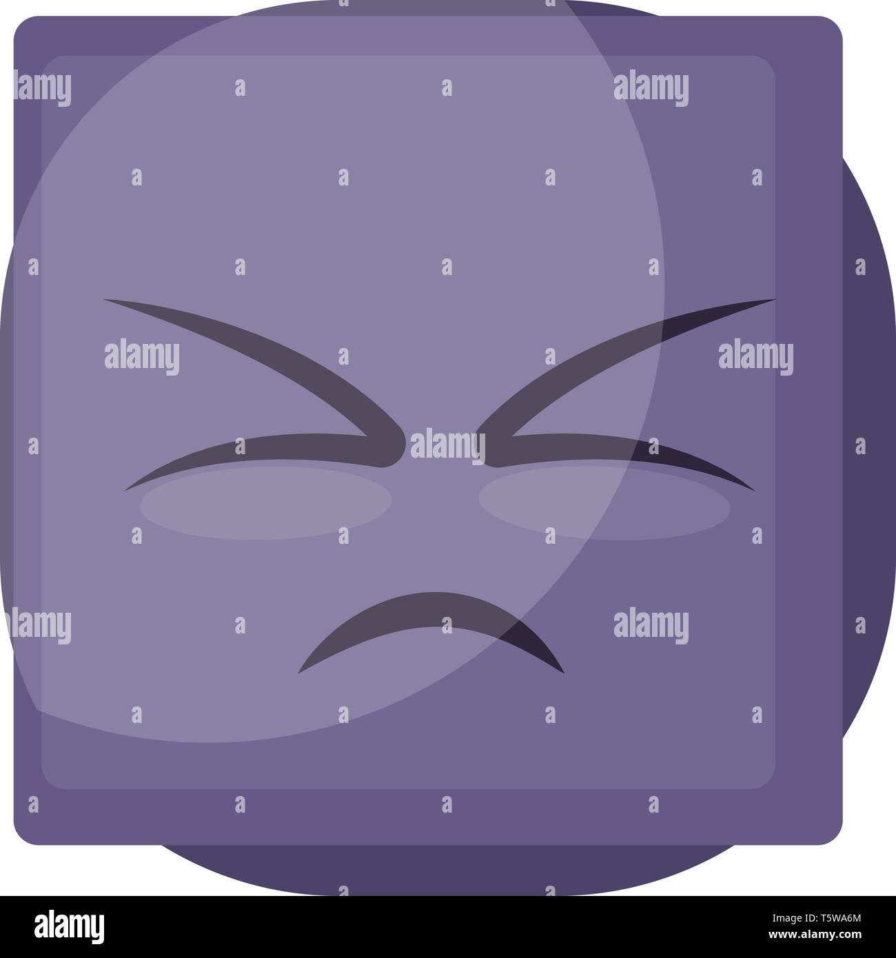 Angry square light purple emoji face vector illustration on a white ...