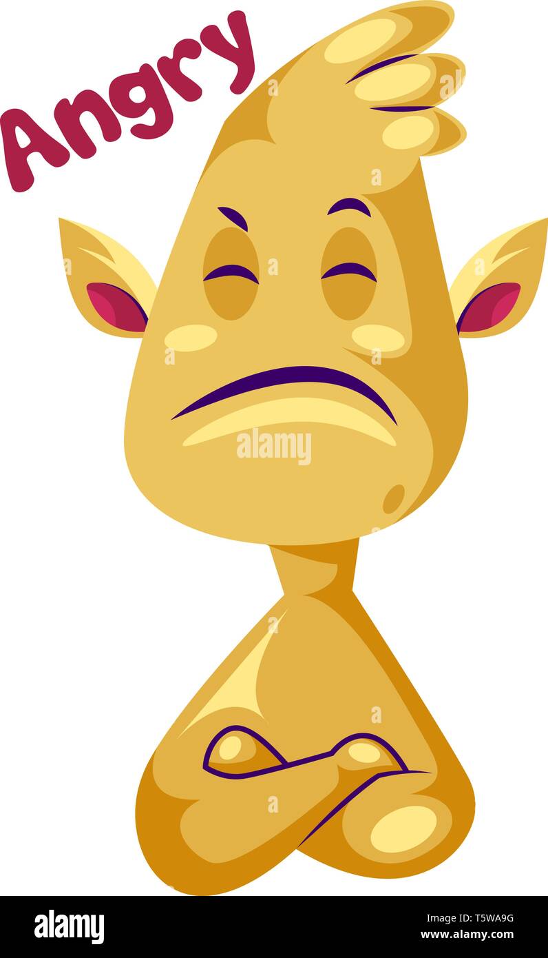 Angry yellow elf vector sticker illustration on a white background ...