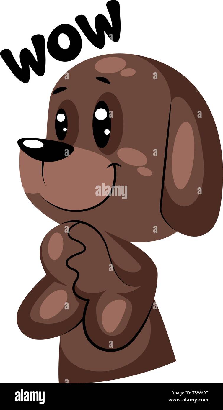 Brown supprised dog saying Wow vector sticker illustration on a white ...