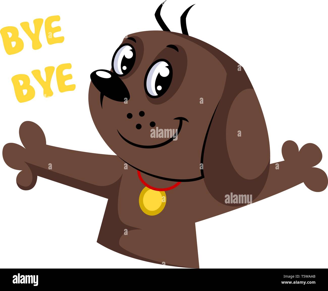 Brown dog saying Bye Bye vector illustration on a white background ...