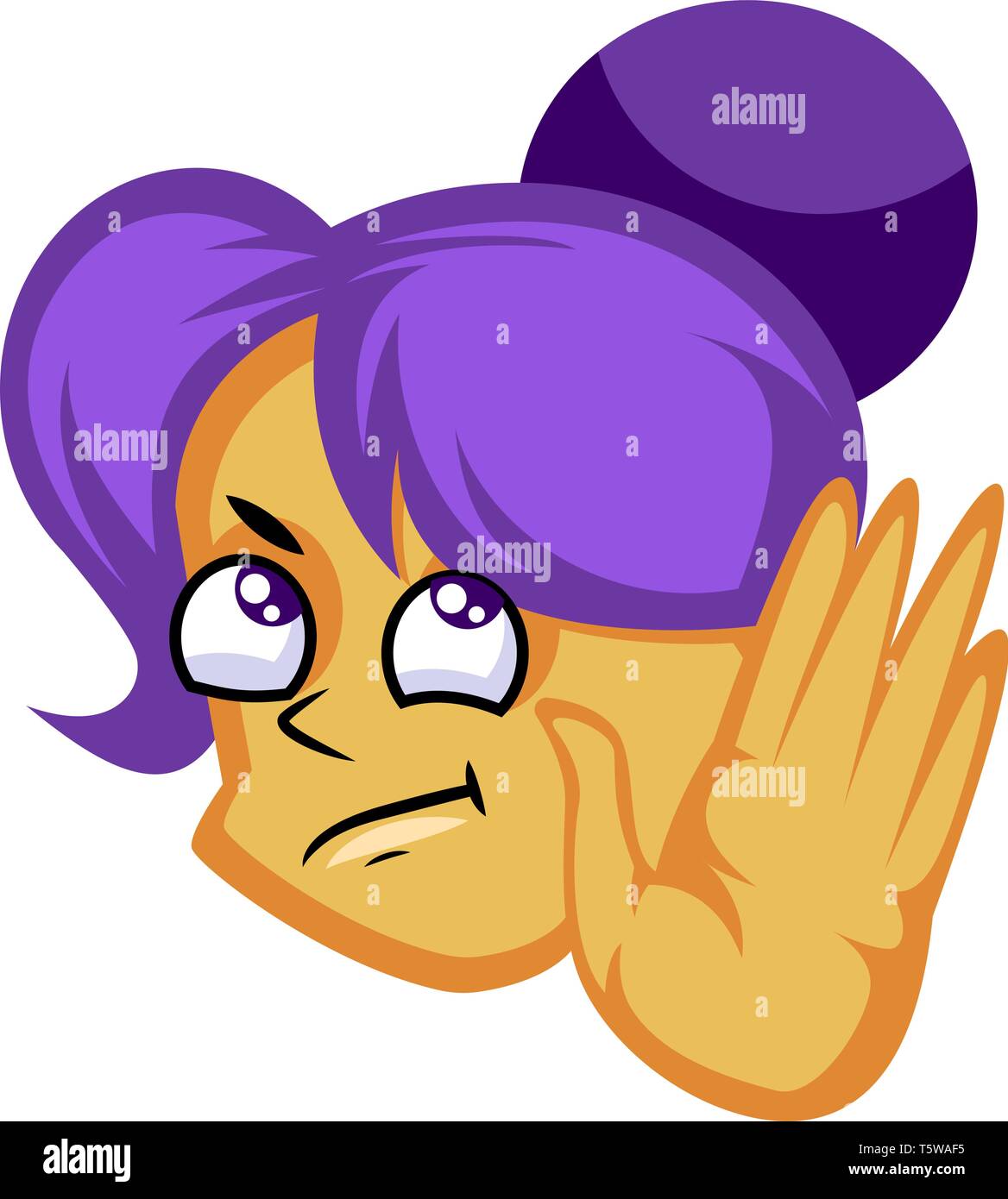 Girl with purple hair showing stop sign with hand vector illustration ...