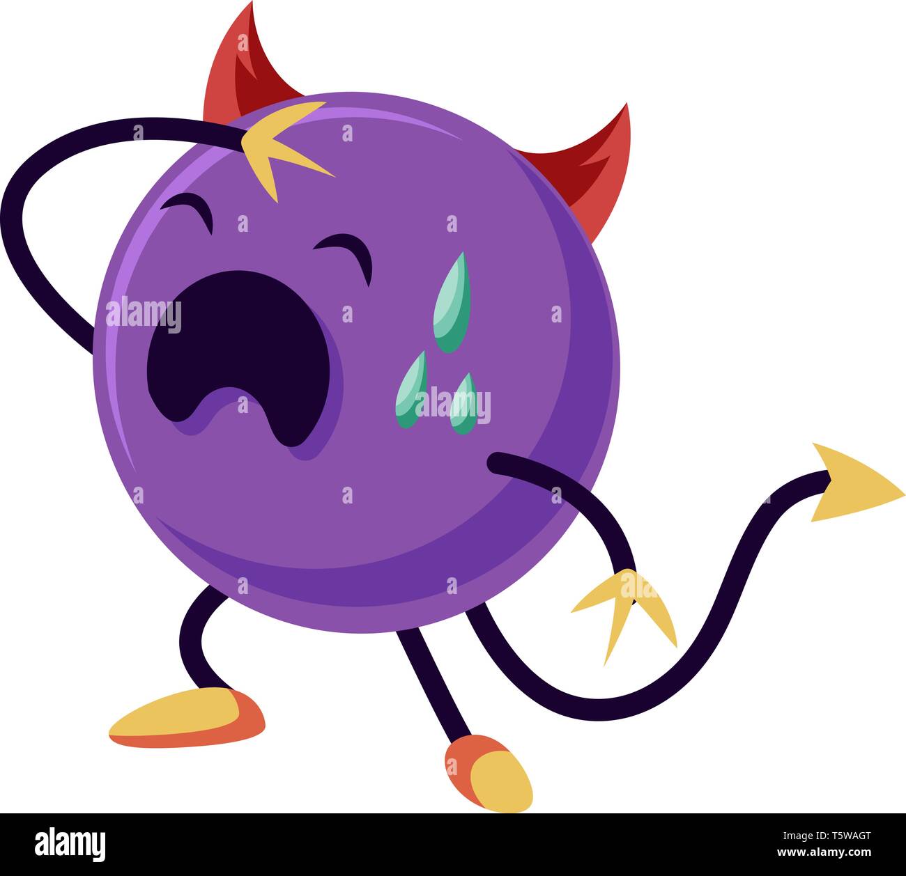 Sad purple monster screaming vector illustration on a white background ...