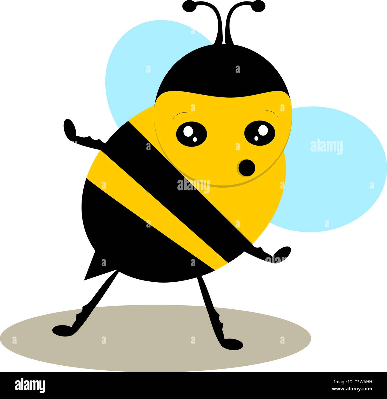A Dancing Bee in yellow and black with sky-blue wings vector color ...