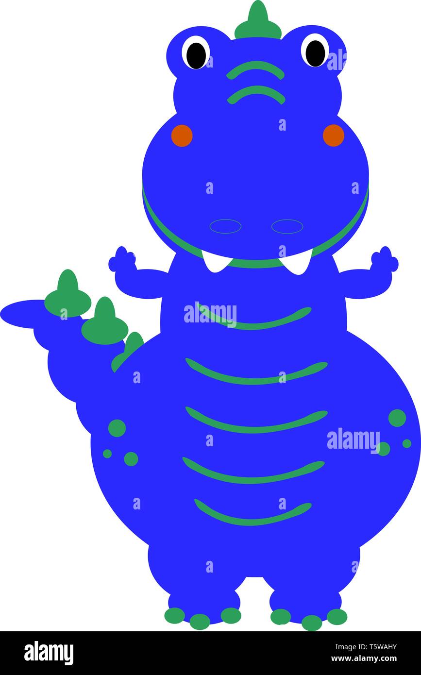 A Dinosaur in blue color with green design vector color drawing or ...