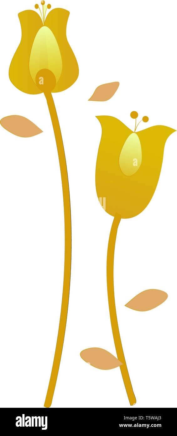A Flower Branch with two flowers in green color petals vector color ...