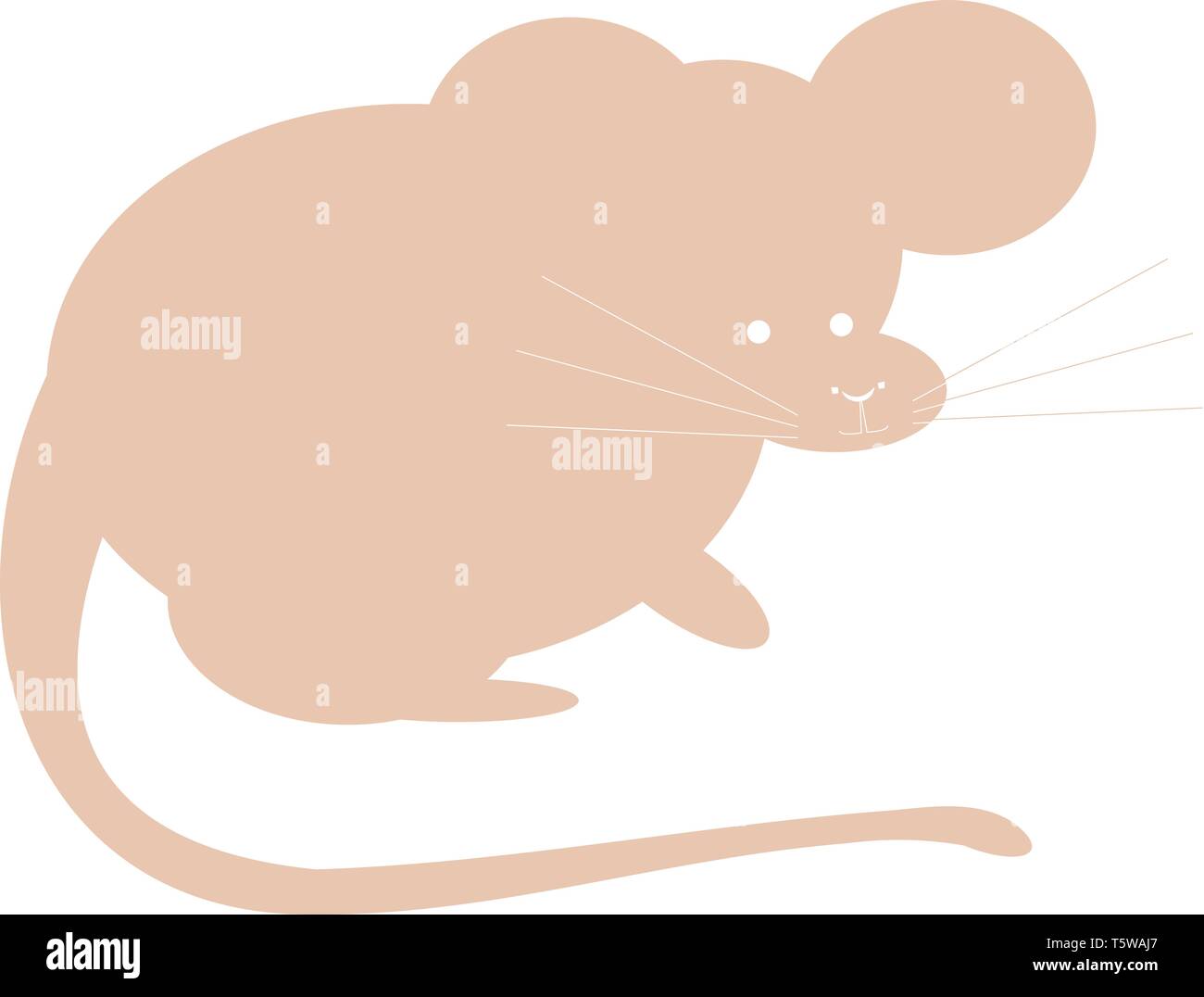 A Small Mouse in light pink color with large tail in white background ...