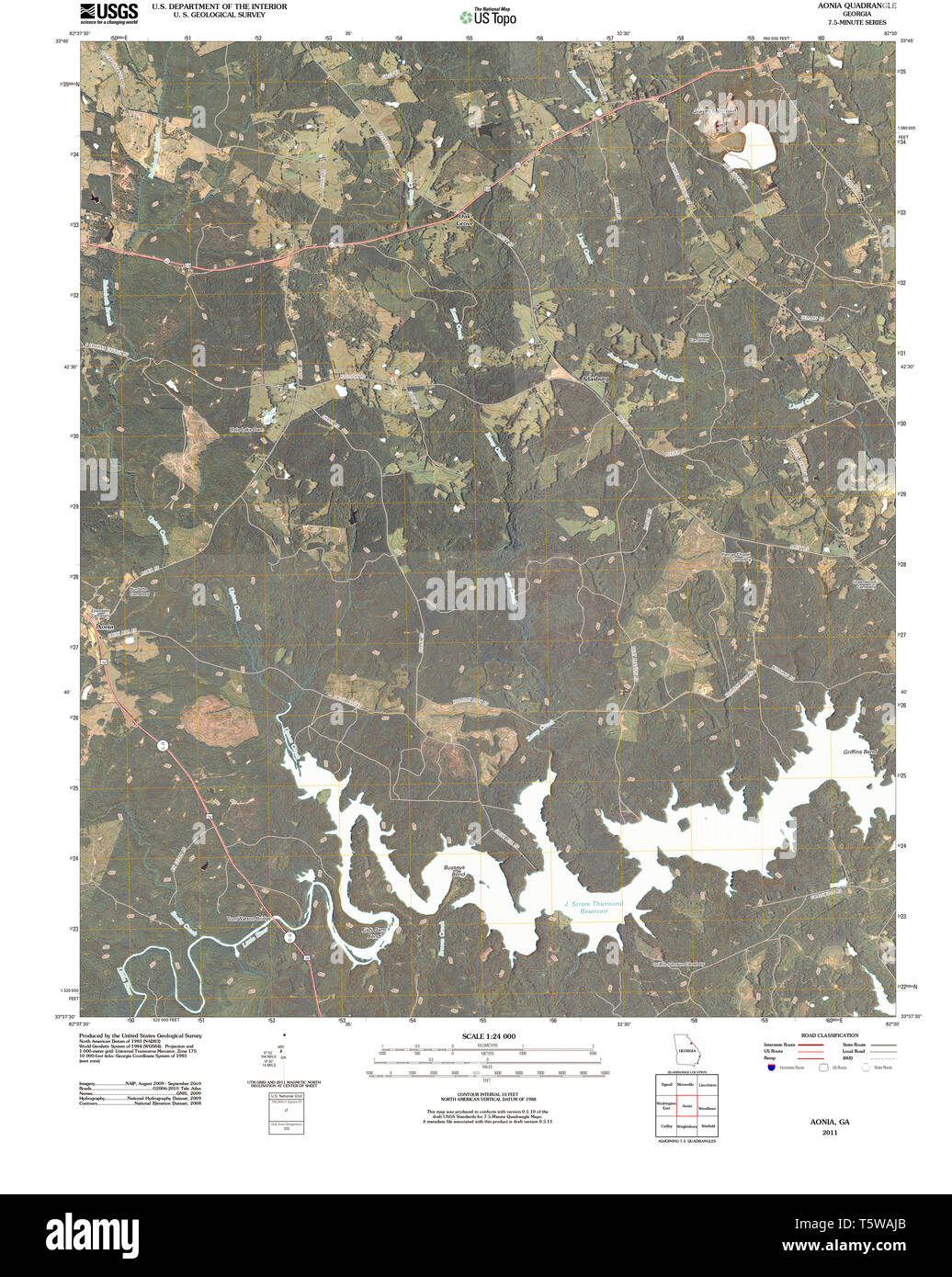 USGS TOPO Map Georgia GA Aonia 20110331 TM Restoration Stock Photo - Alamy