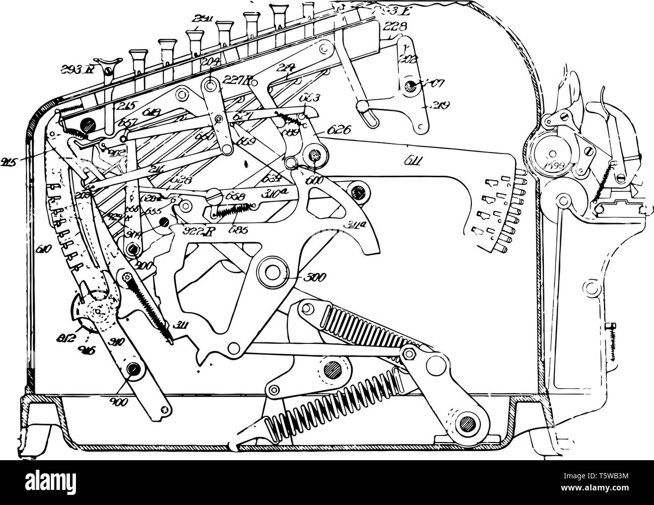 This illustration represents Adding Machine vintage line drawing or ...