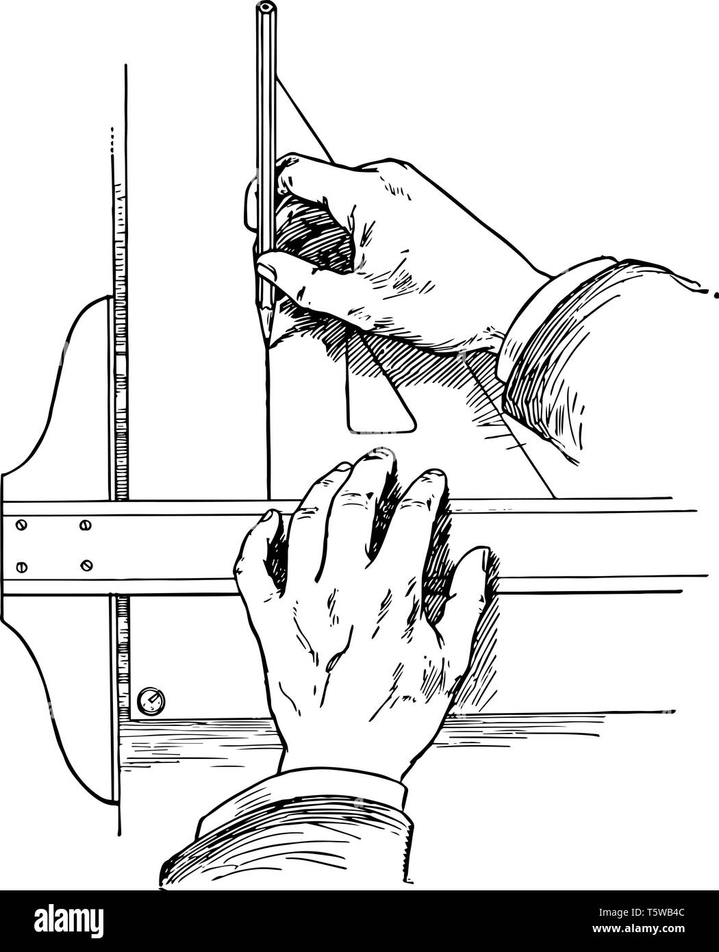 Drawing Vertical Lines Using a T-square and a Triangle is held with the ...