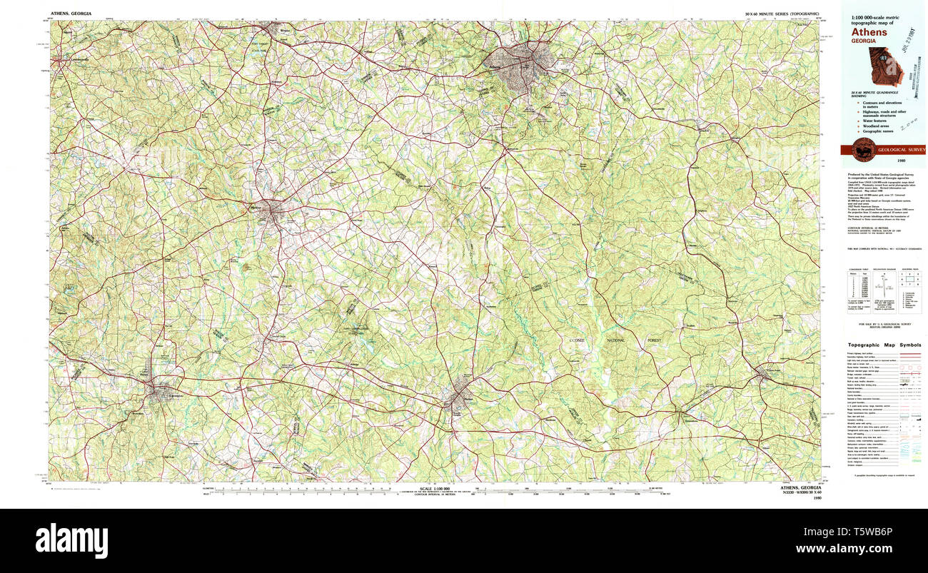 Map of athens georgia hi-res stock photography and images - Alamy