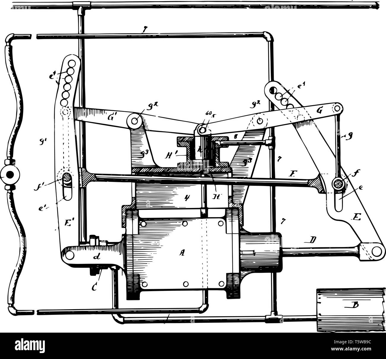 This illustration represents Fluid Pressure Brake Apparatus, vintage ...