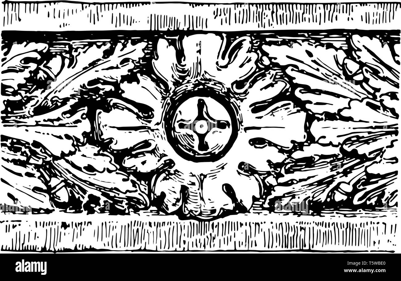 Band Pattern have Oak leaf and rosette band vintage line drawing or ...