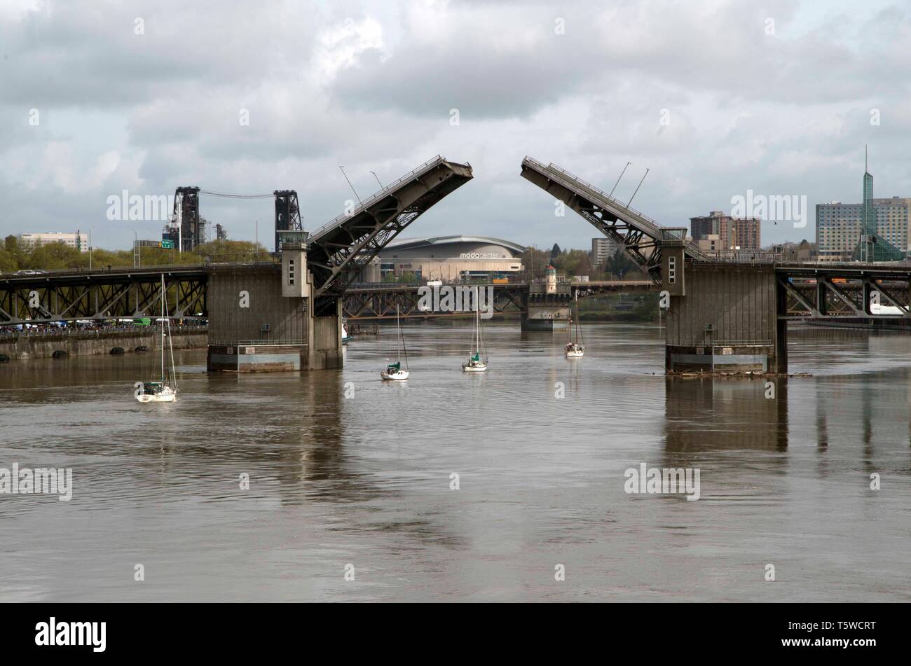 The Morrison Bridge in Portland, OR, is a bascule bridge, which allows ...