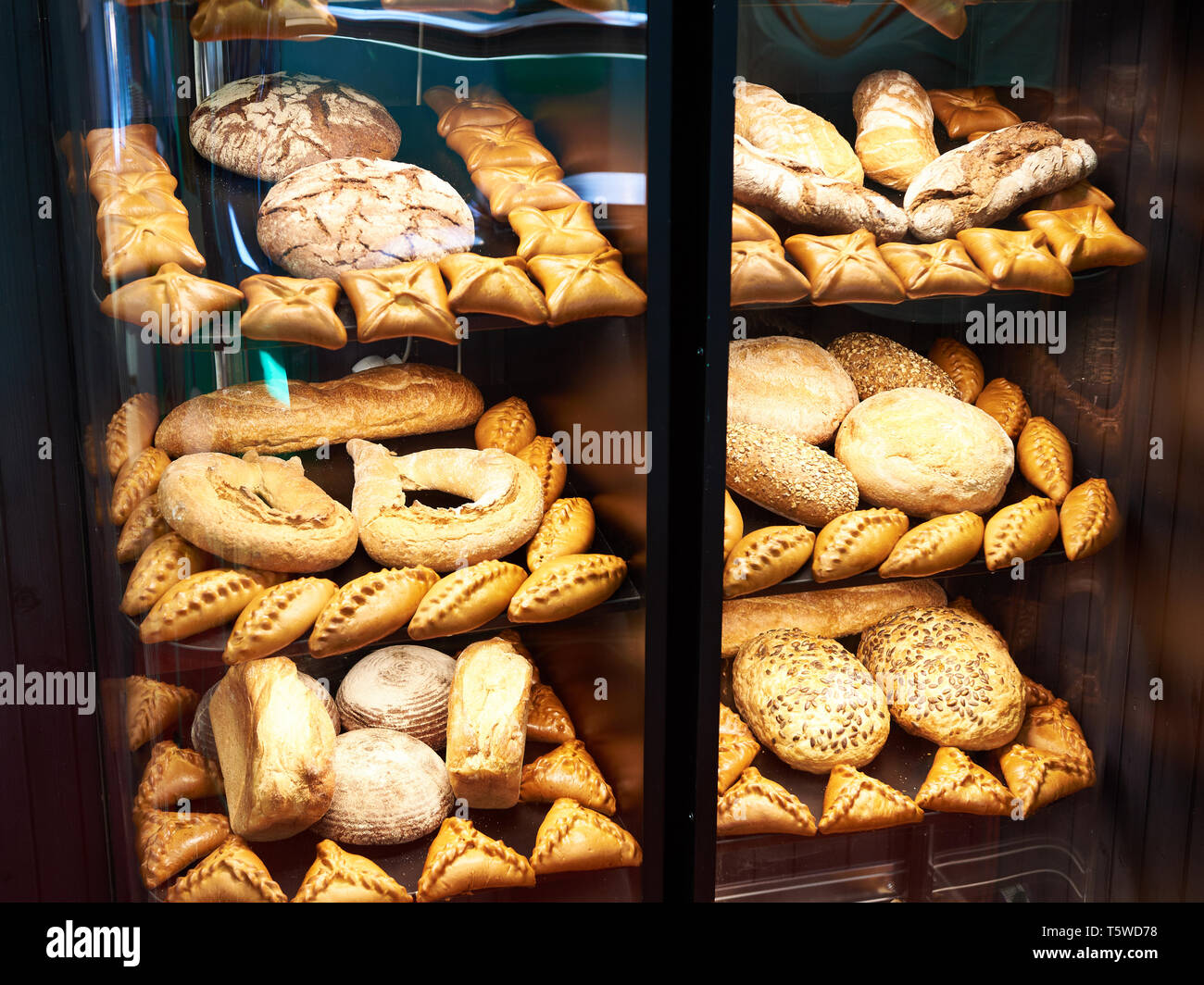 Bread bakery products on store shelves Stock Photo - Alamy