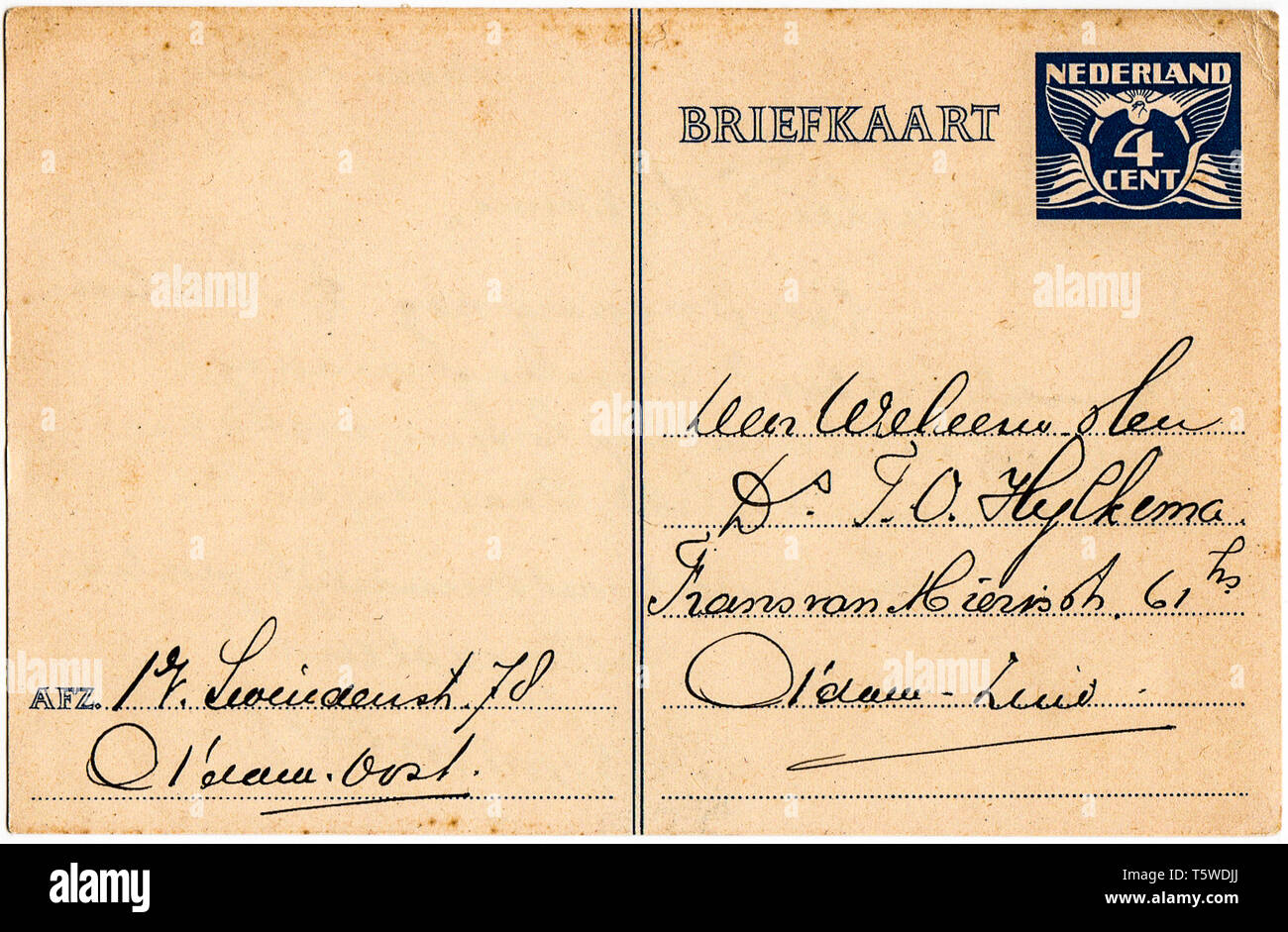 A vintage postcard with handwritten text , back side Stock Photo - Alamy