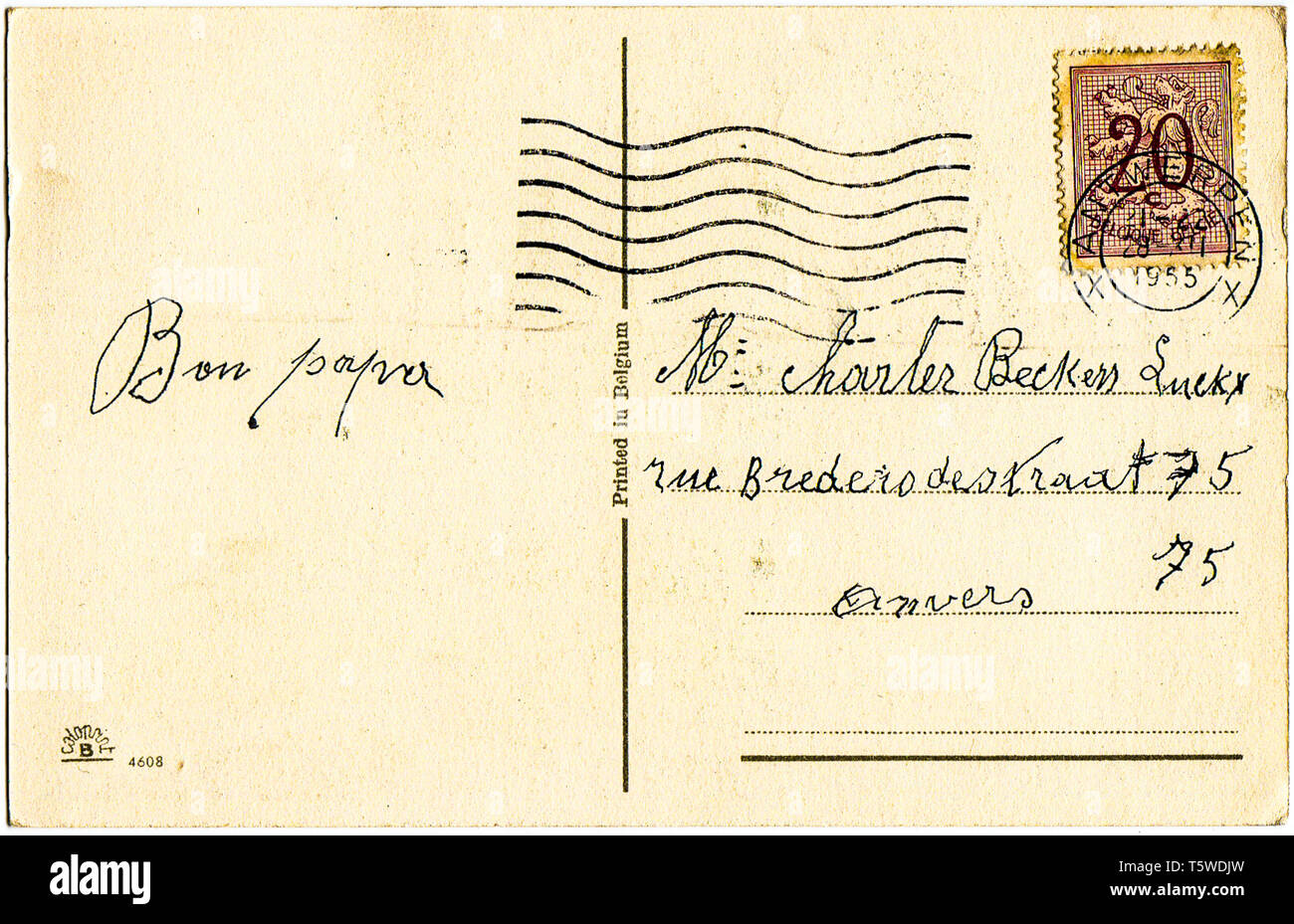 A vintage postcard with handwritten text , back side Stock Photo - Alamy