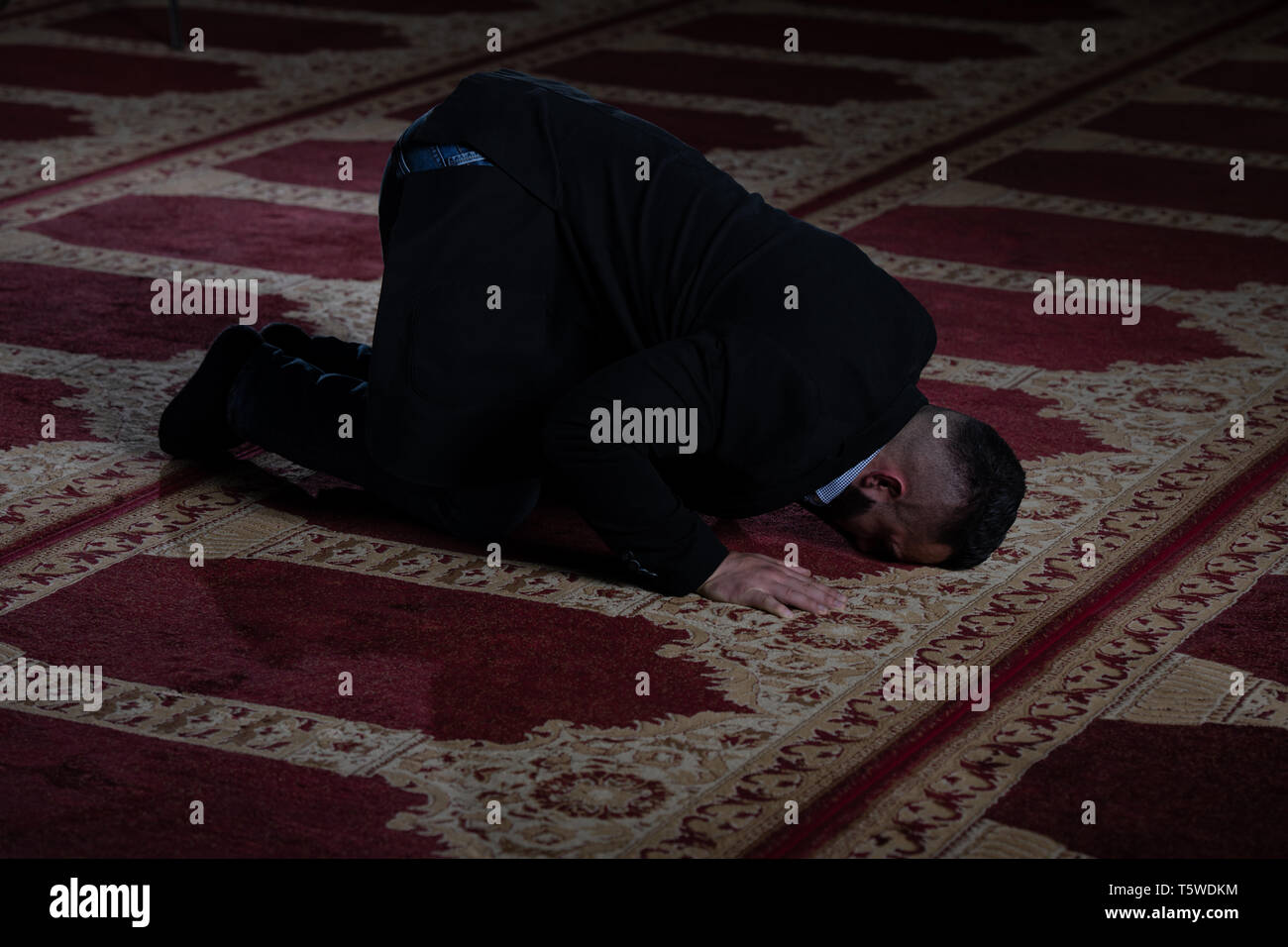 Attractive Man Making Traditional Prayer to God Allah in the Mosque ...