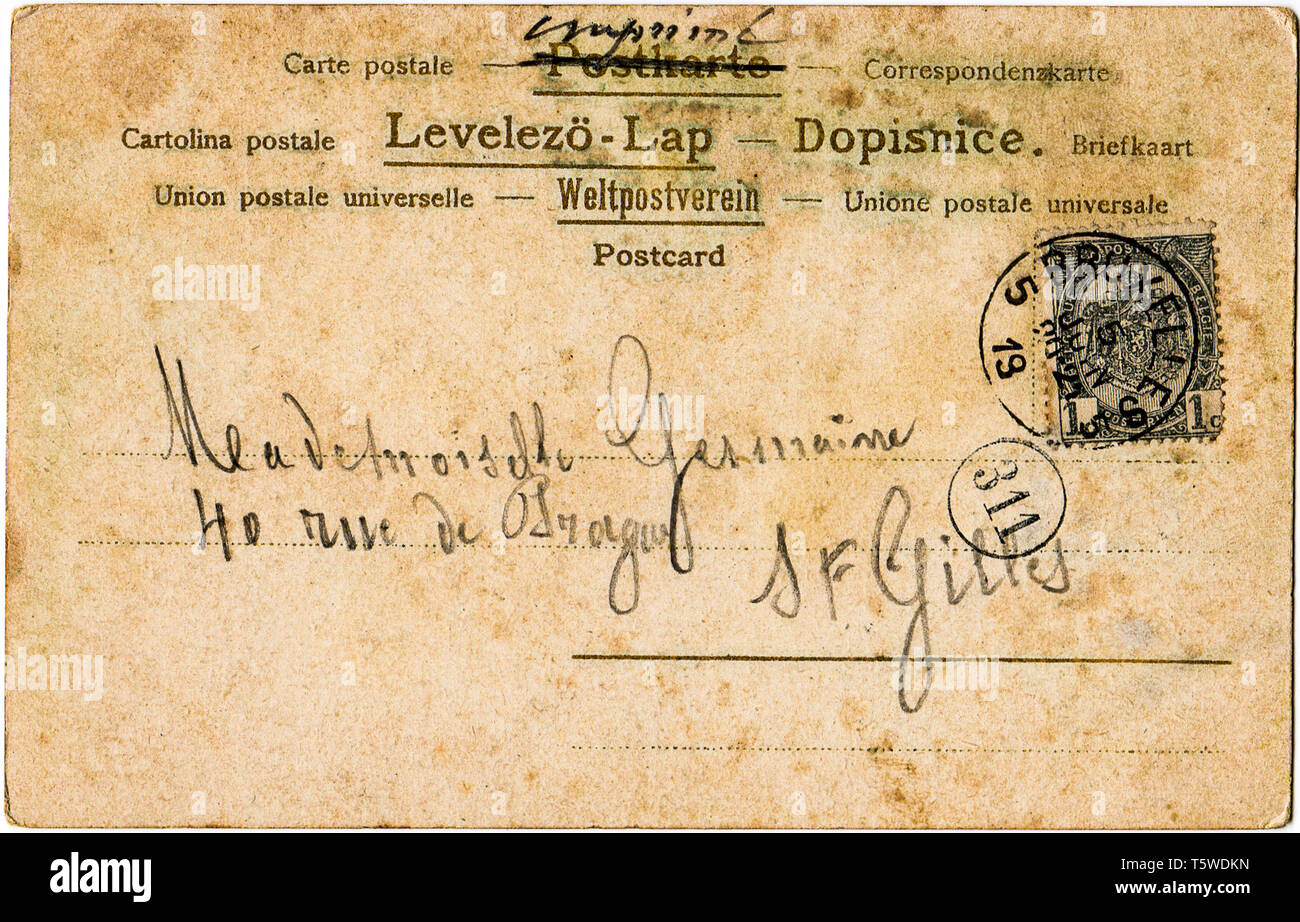 A vintage postcard with handwritten text , back side Stock Photo - Alamy