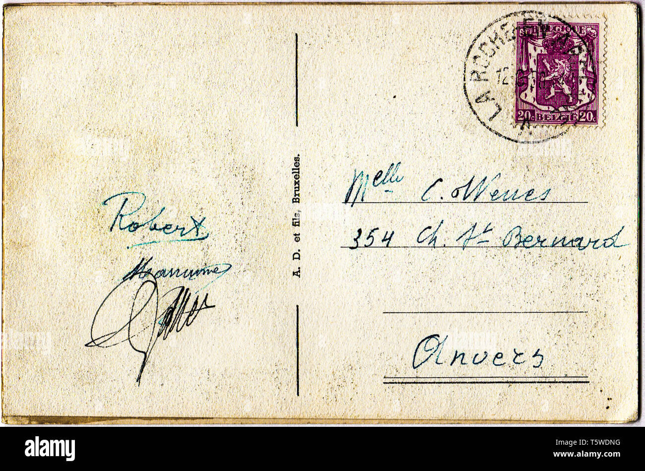 A vintage postcard with handwritten text , back side Stock Photo - Alamy