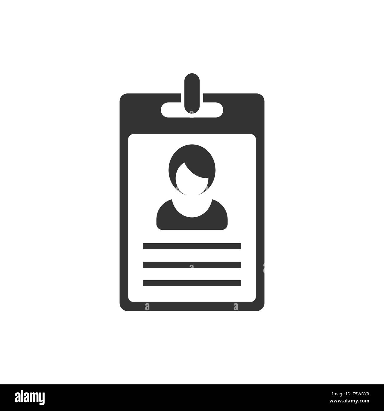 Id card icon in flat style. Identity tag vector illustration on white ...