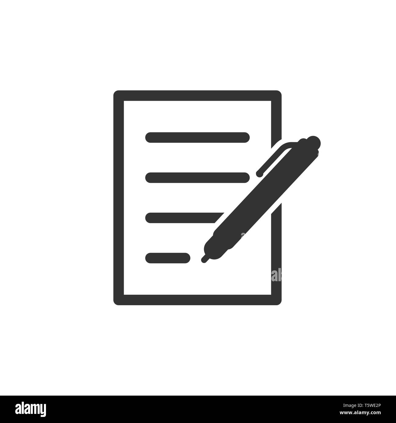 Document with pen icon in flat style. Notepad vector illustration on ...