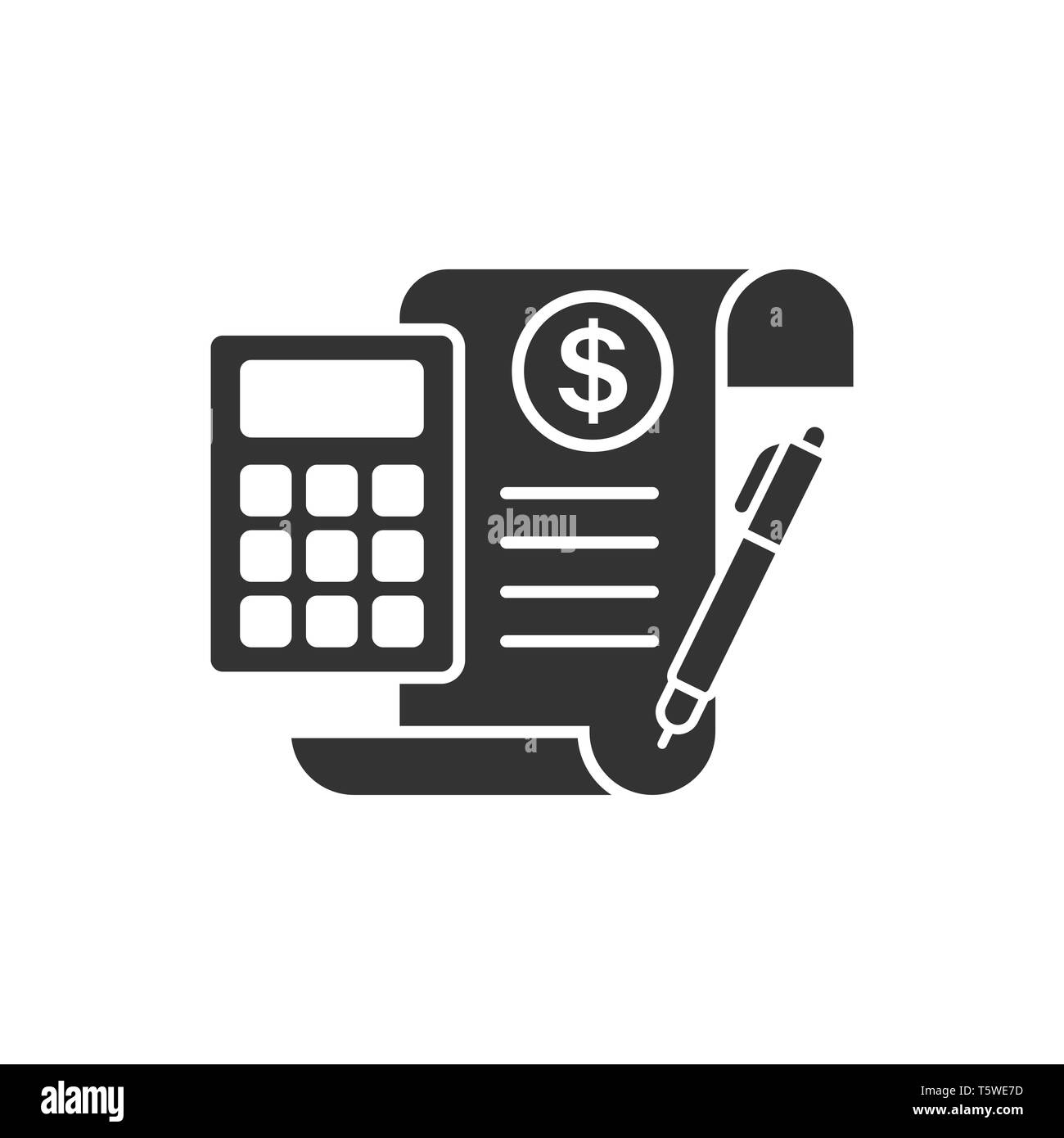 Money calculation icon in flat style. Budget banking vector ...