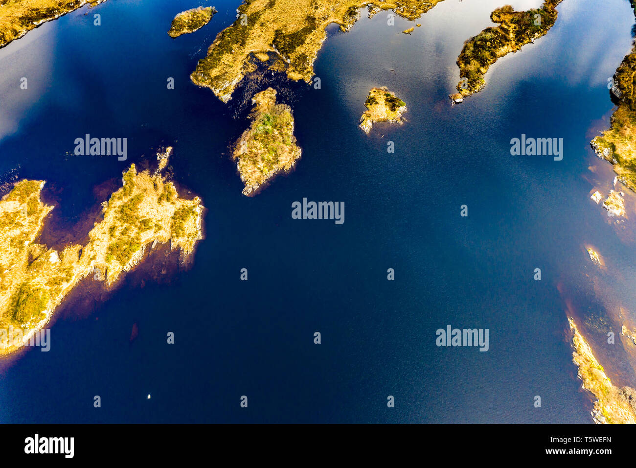 Aerial view of Lough Doon between Portnoo and Ardara which is famous ...