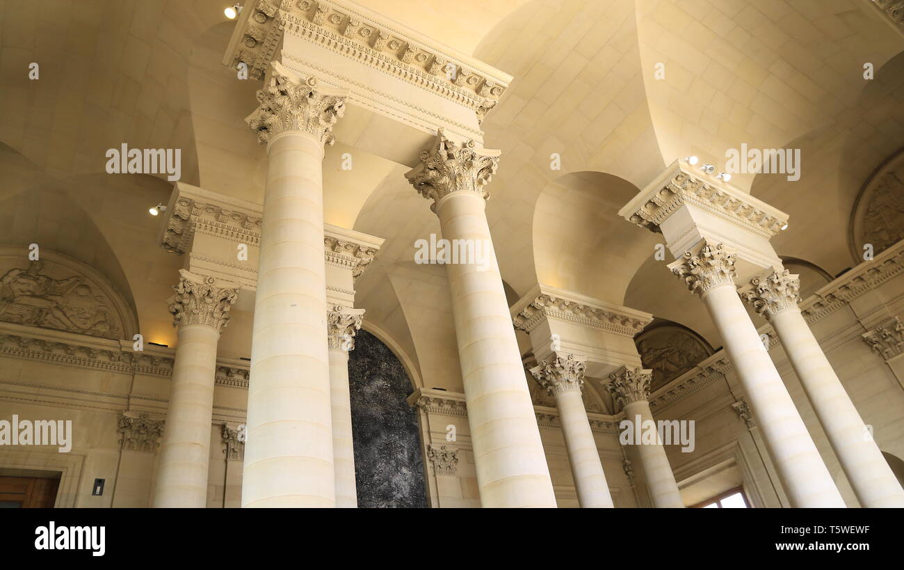 Decorated columns, Louvre museum, Paris Stock Photo - Alamy