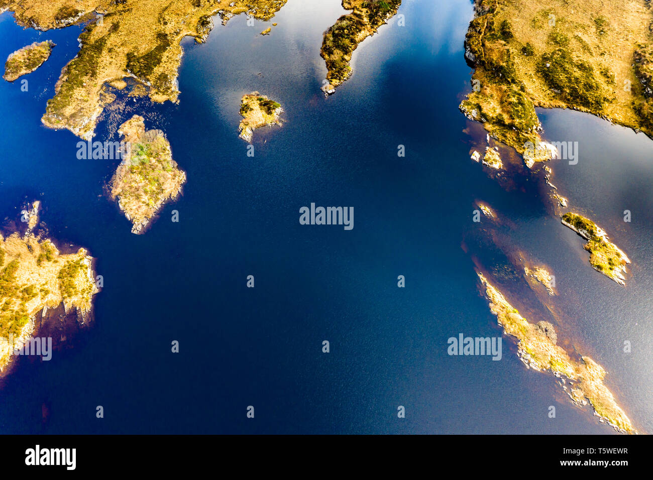 Aerial view of Lough Doon between Portnoo and Ardara which is famous ...
