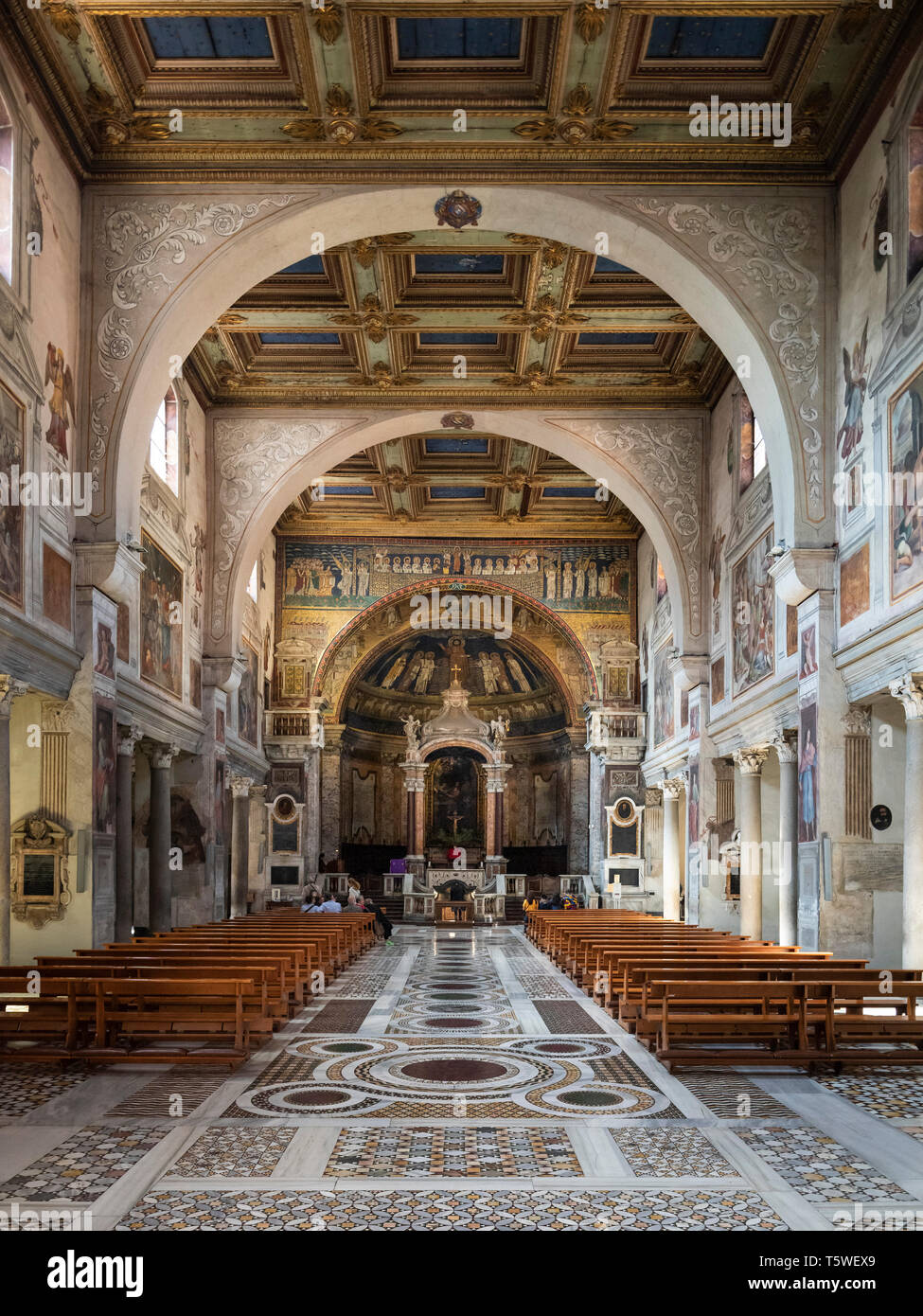 Rome. Italy. Interior view of Basilica di Santa Prassede all’Esquilino ...