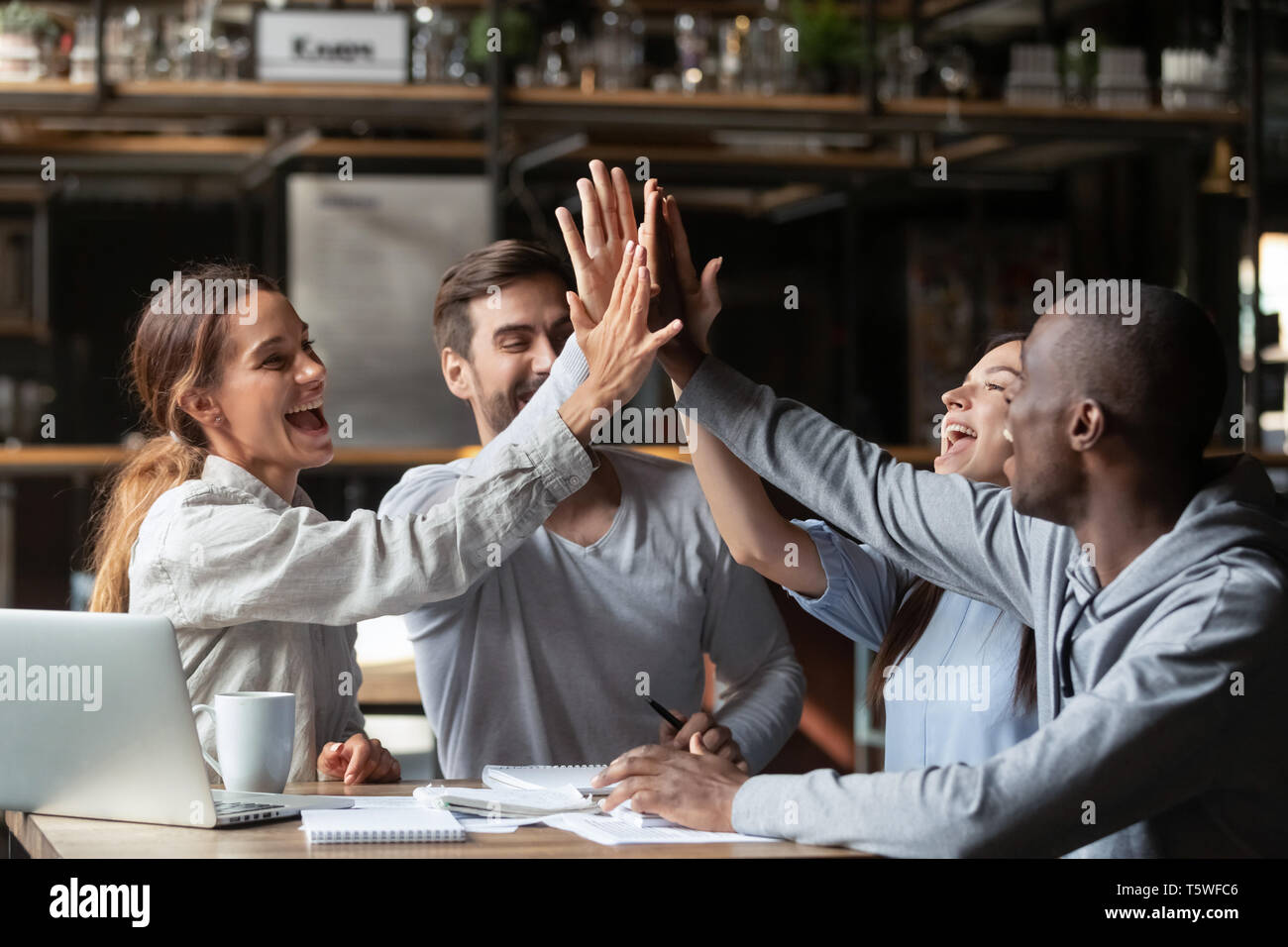 Students celebrating exam success hi-res stock photography and images ...