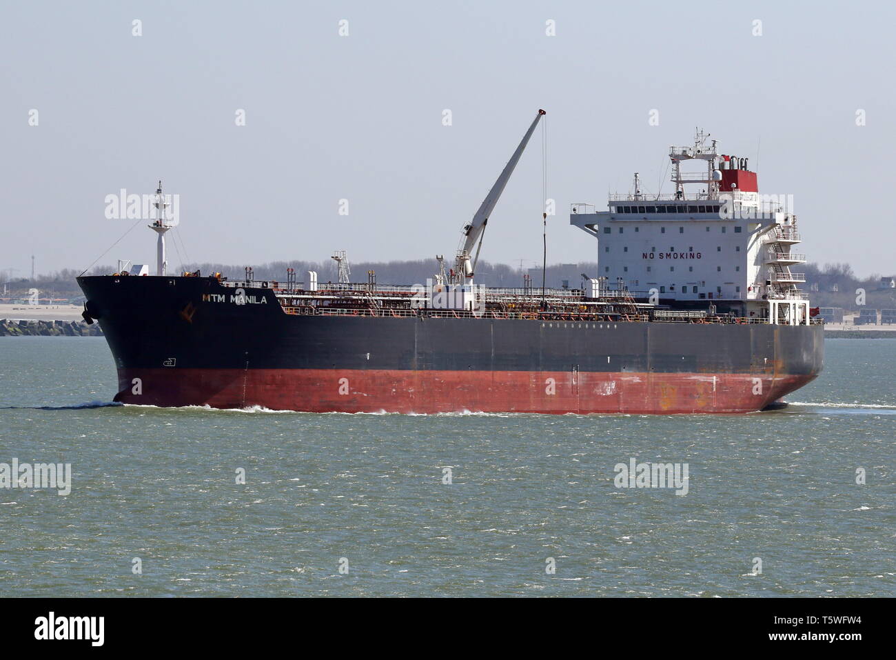 The tanker MTM Manila passes on April 10, 2019, the Maasvlakte at the ...