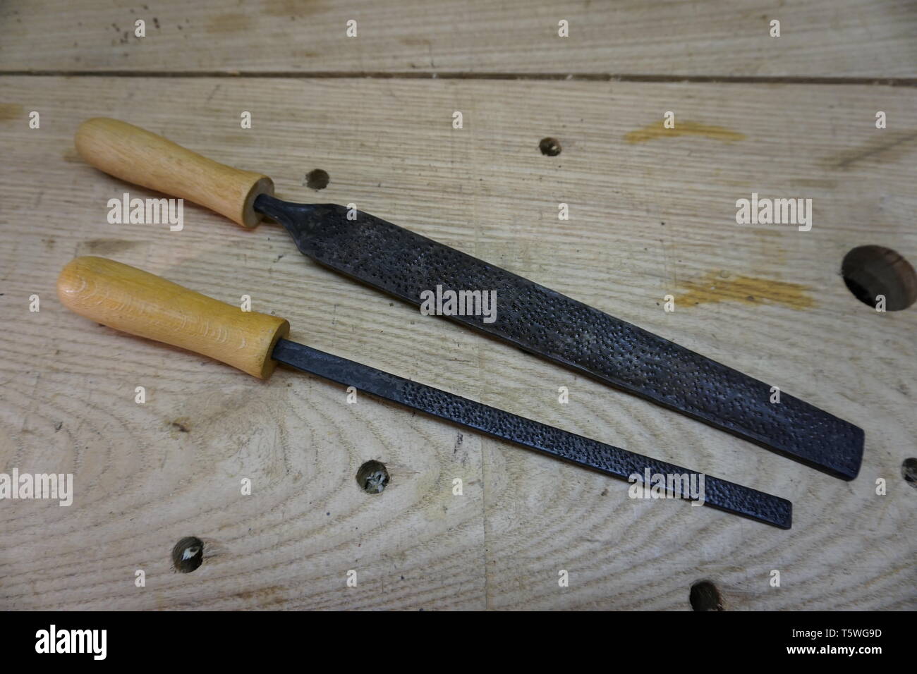 Medieval wood craftsmen tools hi-res stock photography and images - Alamy