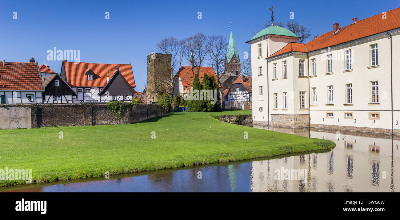 Panorama of the castle and Old Village in Westerholt, Germany Stock ...