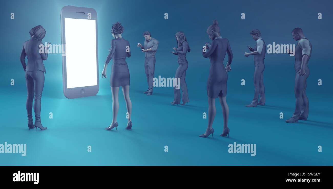 Handphone or Smartphone Addiction Among Adults Concept Stock Photo - Alamy