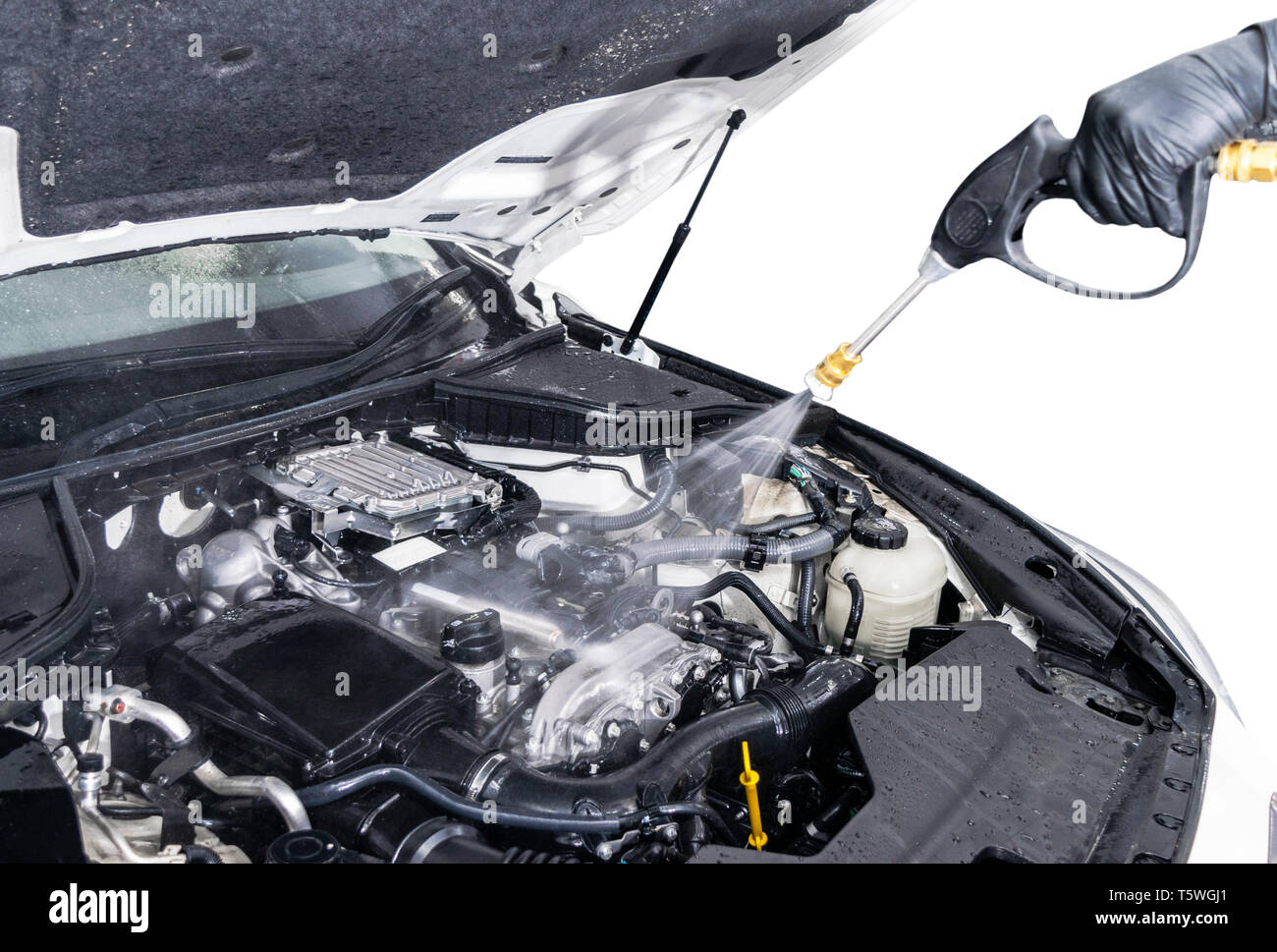 Car detailing. Manual car wash engine with pressure water. Washing car ...