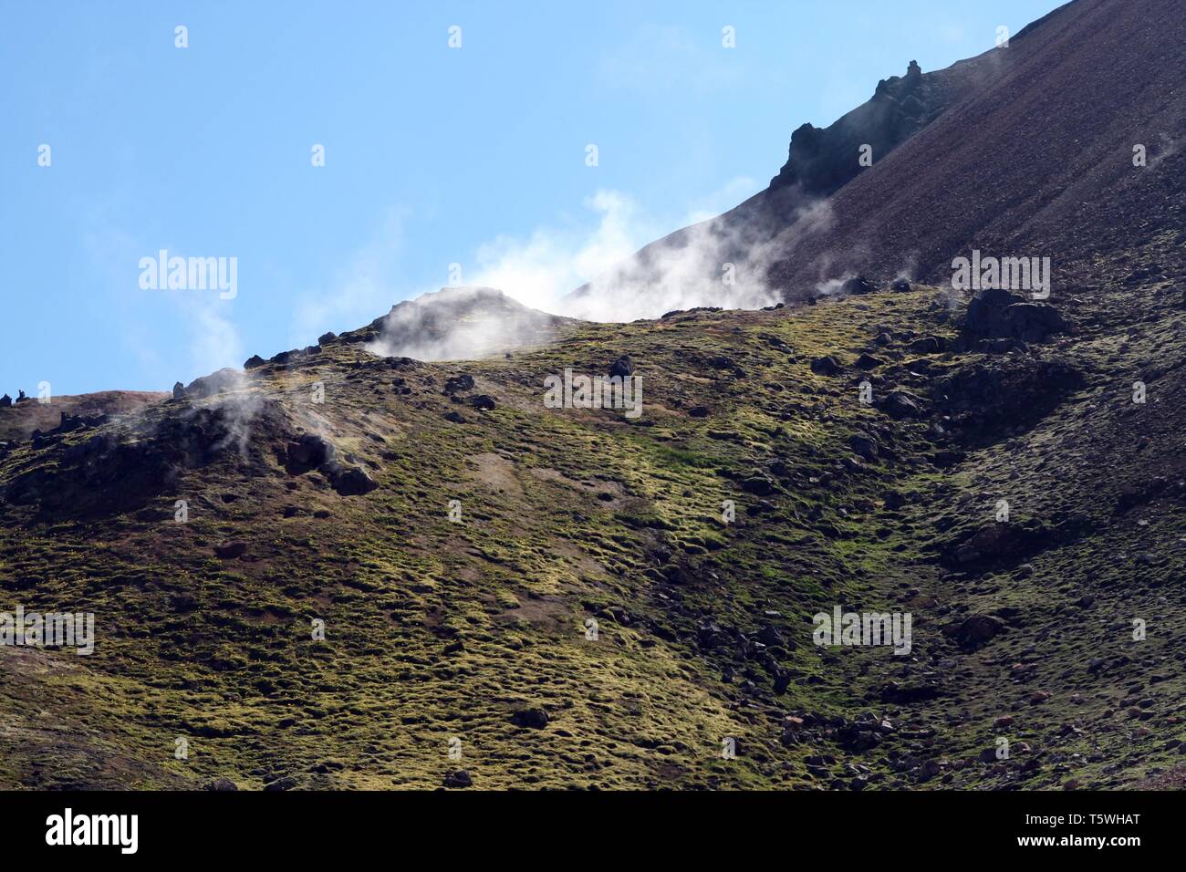 Volcanic steaming landscape at Landmannalaugar, Iceland Stock Photo - Alamy