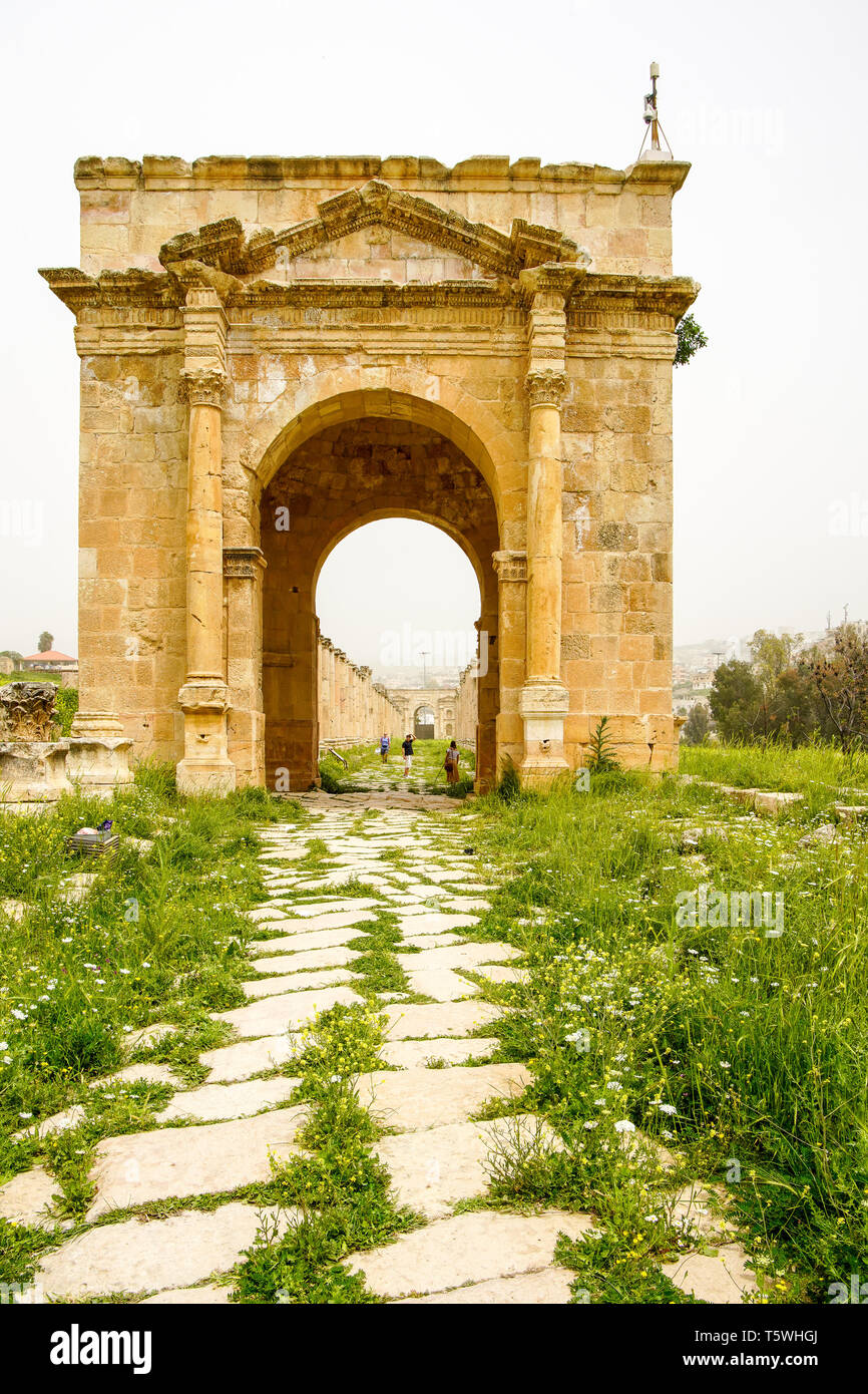 North Tetrapylon and North Gate, Jerash archeological site, Jordan ...