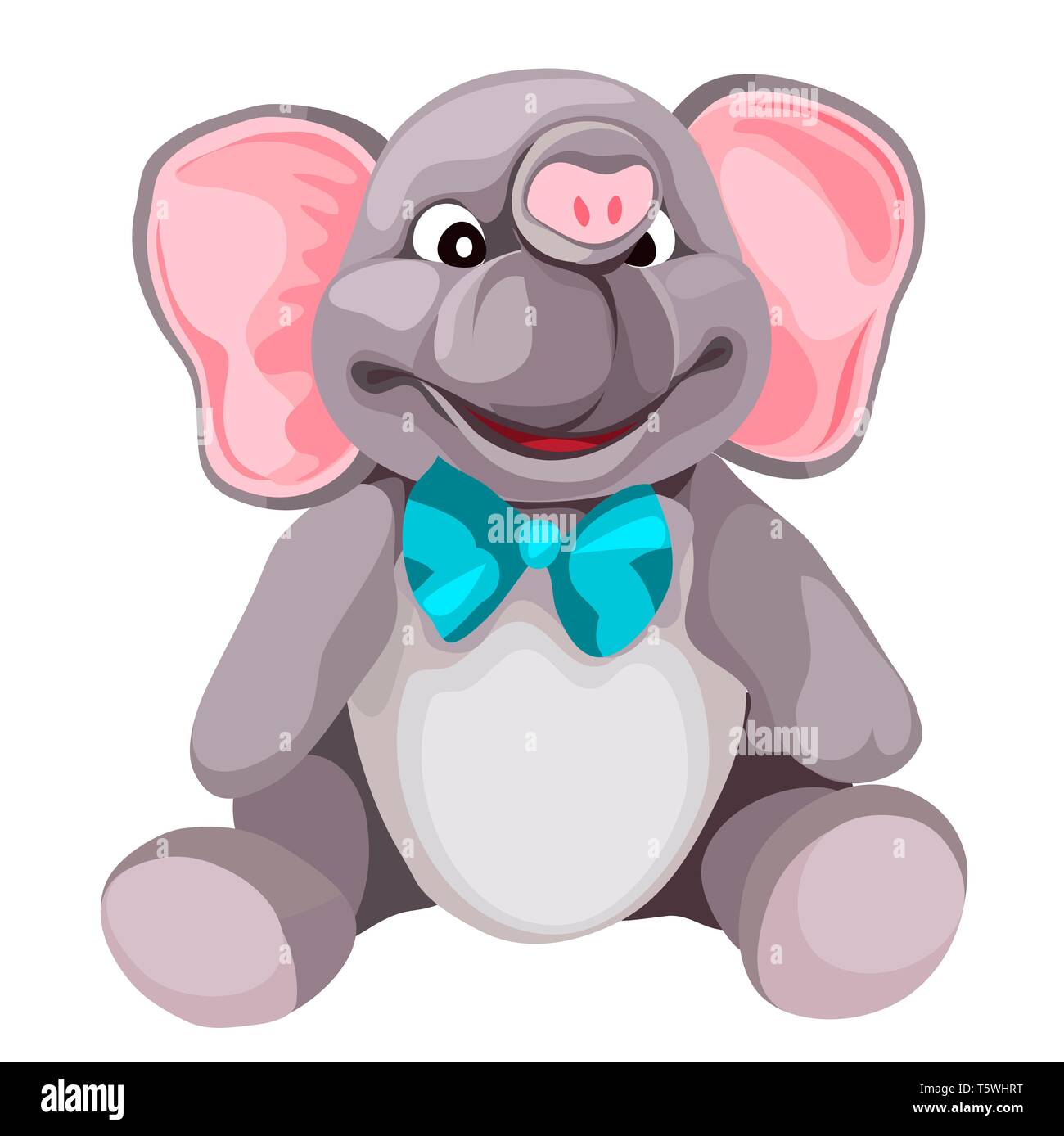 Soft plush grey elephant toy isolated on white background. Vector ...