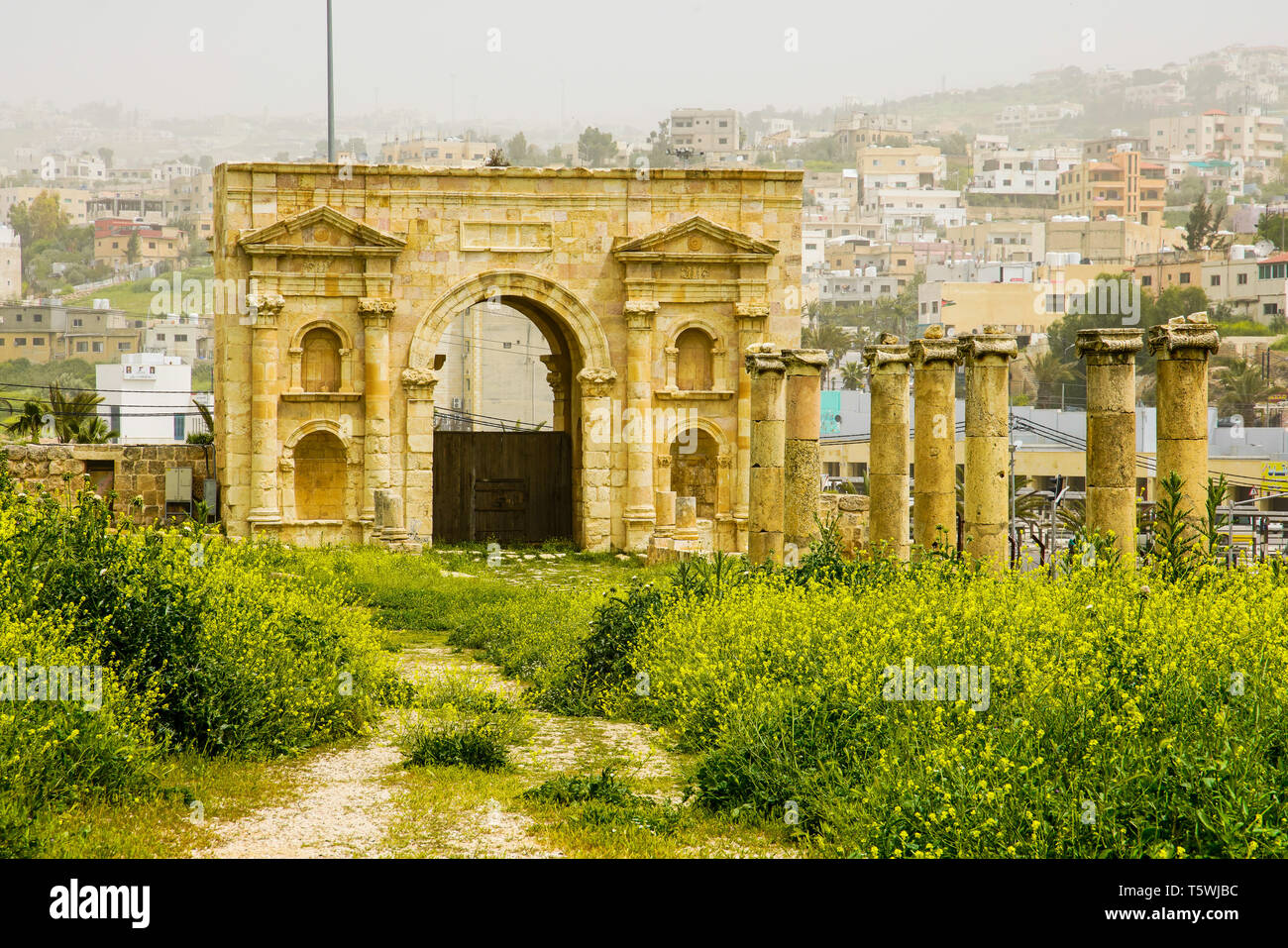 North Gate, Jerash archeological site, Jordan Stock Photo - Alamy